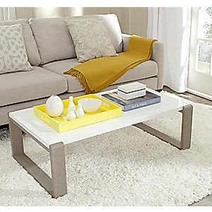 Safavieh Home Collection Bartholomew Mid-Century Modern White and Grey Lacquer Coffee Table