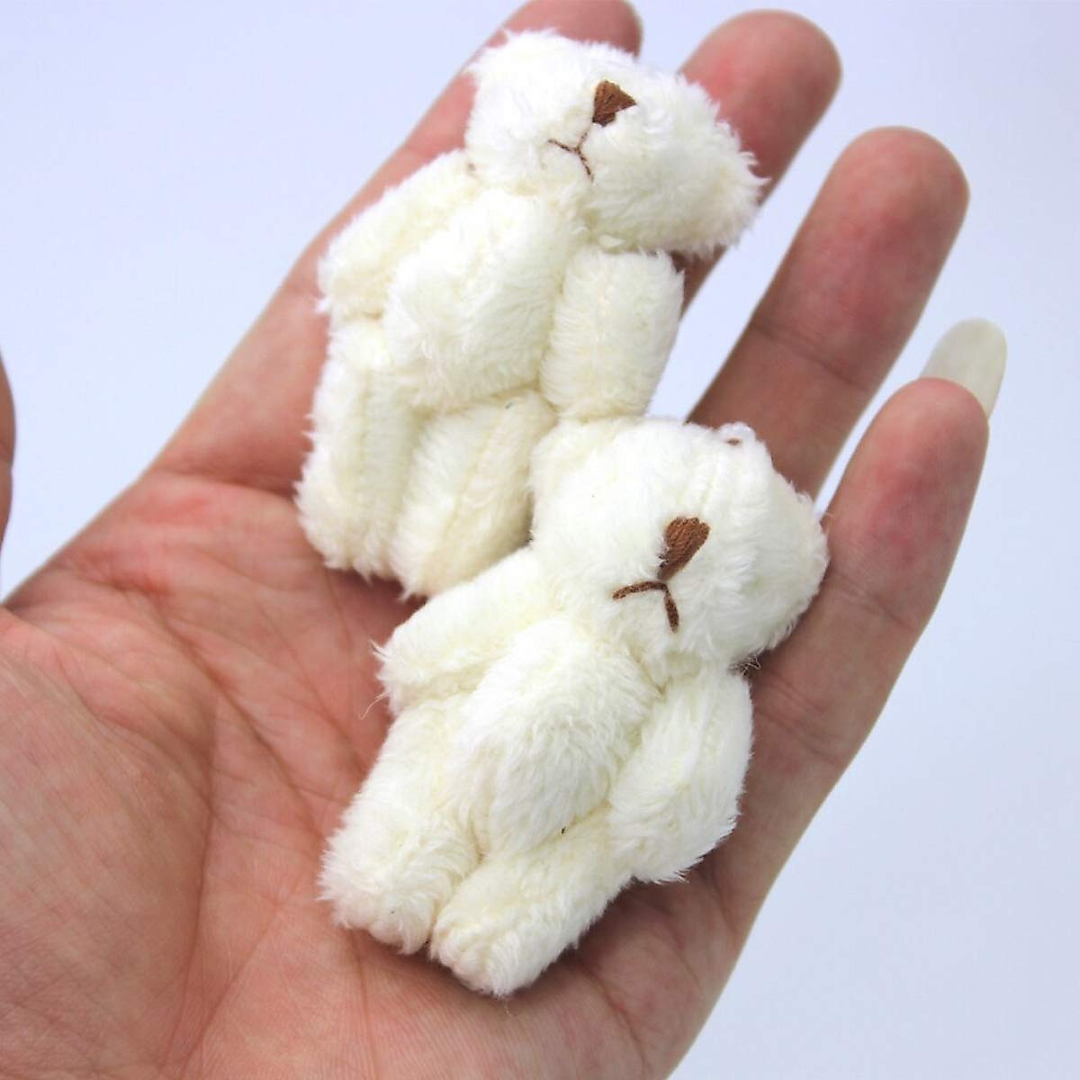 KUDES 12Pcs 6CM Mini Joint Teddy Bear Stuffed Animal Plush Toys Wedding Gift Box Doll Toy for Birthday Cake Wedding Decorations Party Favors Supplies Bag Charm DIY Accessory