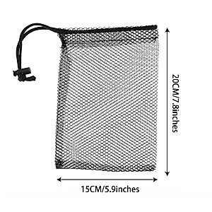 5 Pcs Small Mesh Bags, Small Mesh Drawstring Bag Storage Bag Laundry Mesh Bags for Gifts Scallop Bags Mesh with Cord Lock Closure for Kitchen Jewelry Toys Gifts Wedding (Black,5.9 X 7.8 Inch) (5)