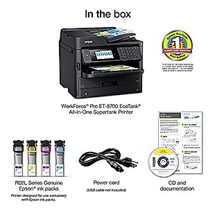Epson Workforce Pro ET-8700 EcoTank Color All-in-One Supertank Printer with Scanner, Copier and Fax, WiFi & Ethernet Connectivity