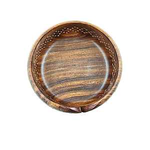 Craft Kart Yarn Bowl Wooden Handmade | Rosewood Crafted Wooden Yarn Bowl | Carved Holes & Drills | Knitting Home Beautiful Crochet Yarn (Whole Yarn Bowl, 7"x3")