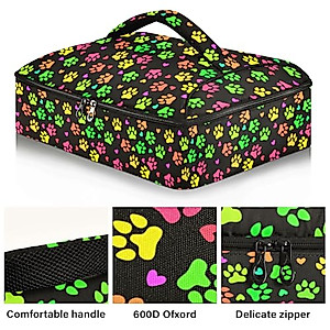 Kcldeci Insulated Thermal Food Carrier Insulated Casserole Carrier for Hot or Cold Food,Footprints Dog Cat Insulated Tote Bag for Potluck Cookouts Parties Picnic,Lasagna Lugger
