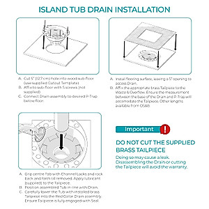 OS&B ID357 Cast Iron Island Tub Drain Rough-in for Freestanding Bathtub, Simplifies Installation, Water, Air, and Smoke Testable Tub Drain, Designed for 8"/10" Joist Space, Plumbing Supplies