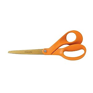 Fiskars 12-75817097 8-Inch Titanium Scissors, Offset Handle Grip