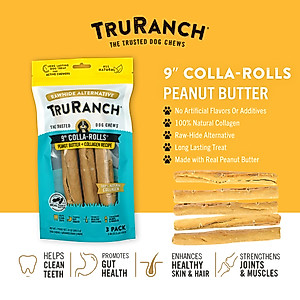 TRURANCH 9" Collagen Roll, Peanut Butter - 3 Pack