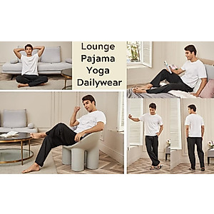 Deyeek Men's Sweatpants Open Bottom Baggy Sweat Pants with Pockets Khaki Sweatpants Men Straight Leg Loose Fit Lounge Pants