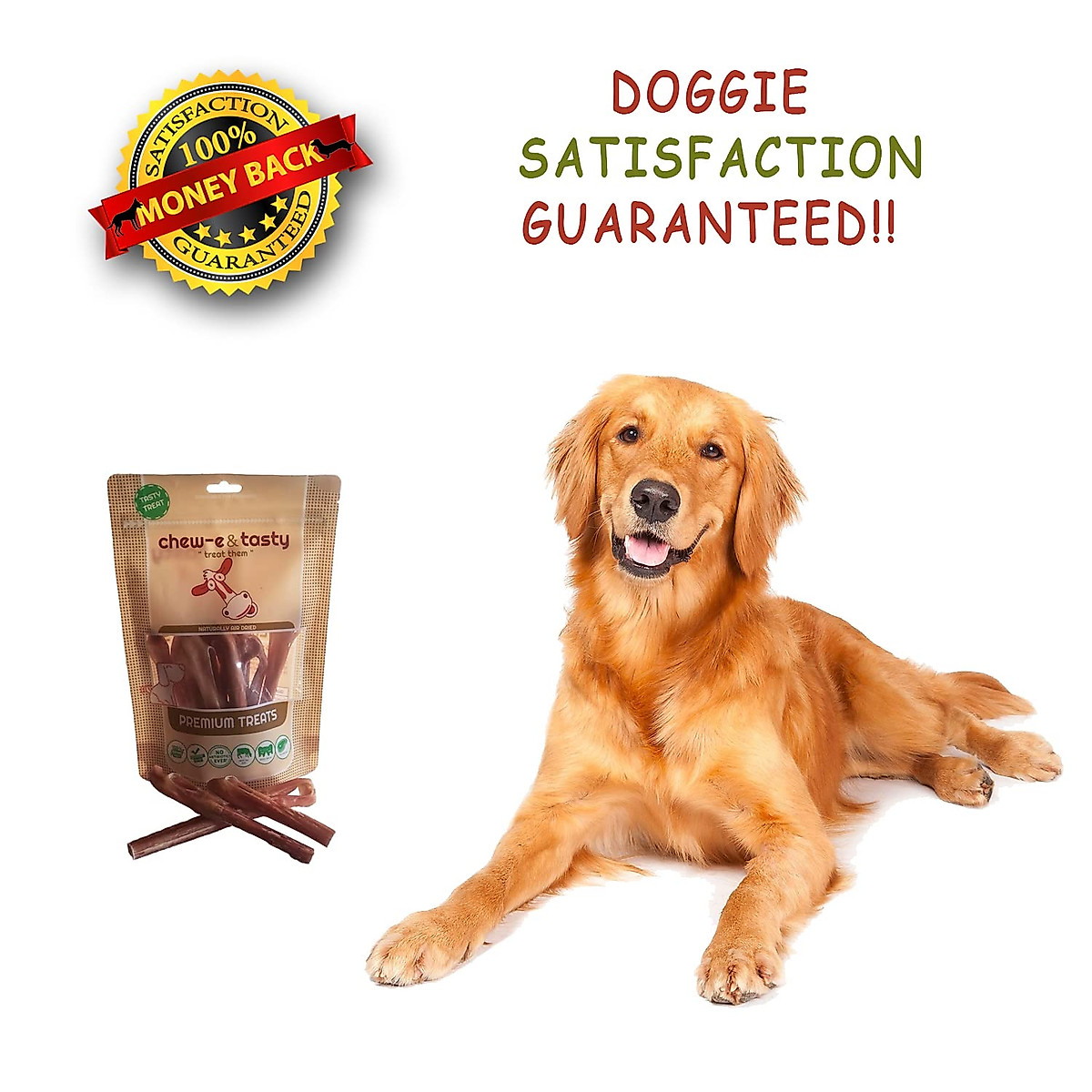 chew-e&tasty Bully Sticks 3-5 inch Various Shapes and Size - Odor Free 100% Beef Chews - Fully Digestible High Protein, Low Fat Dental Treats (8 OZ)