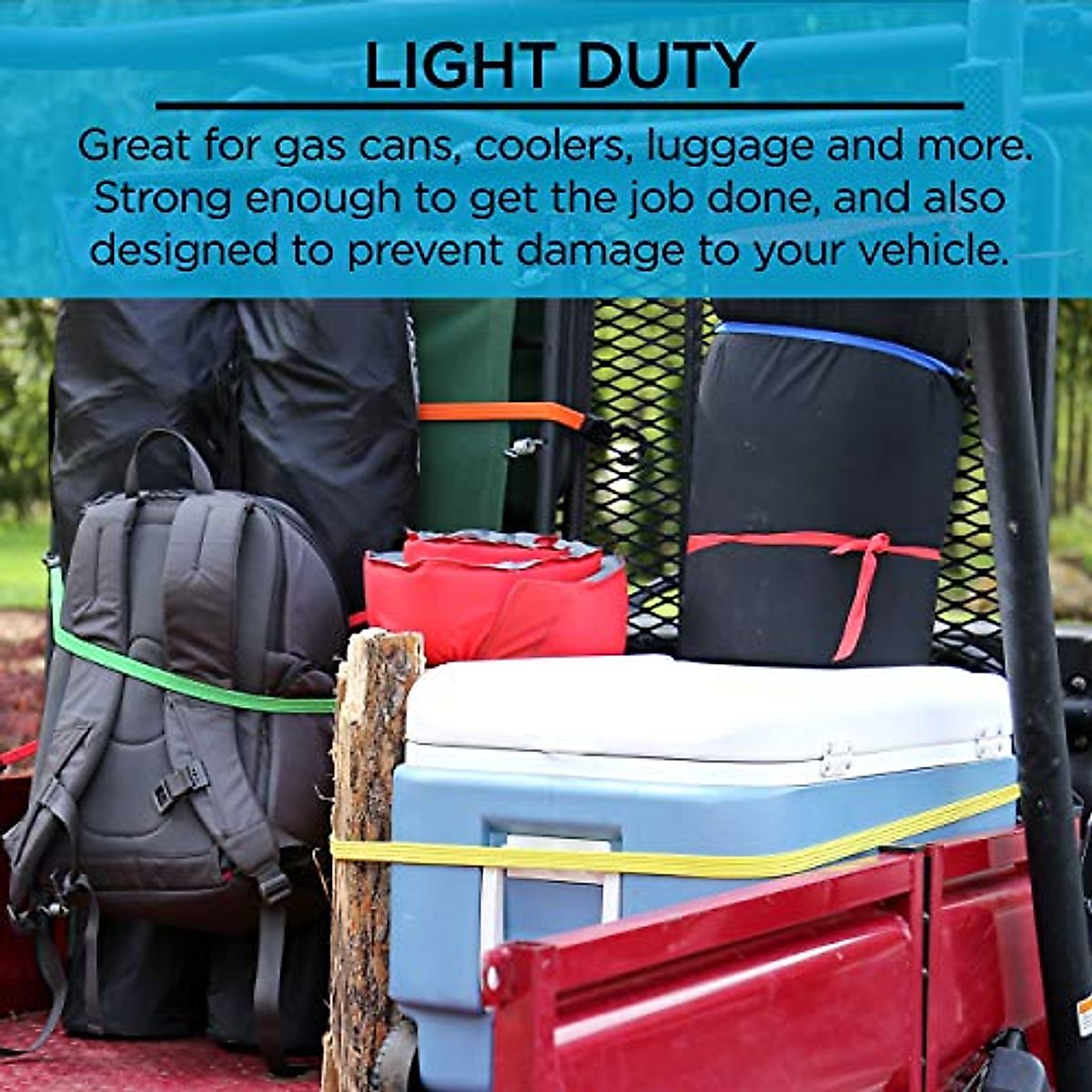 SMARTSTRAPS - 215 SmartStraps Bungee Cords (10pc Value Pack) – Secure Luggage, Coolers and Other Light Loads for Transport – Flat Strap Bungee Cords Distribute Load to Reduce Slipping