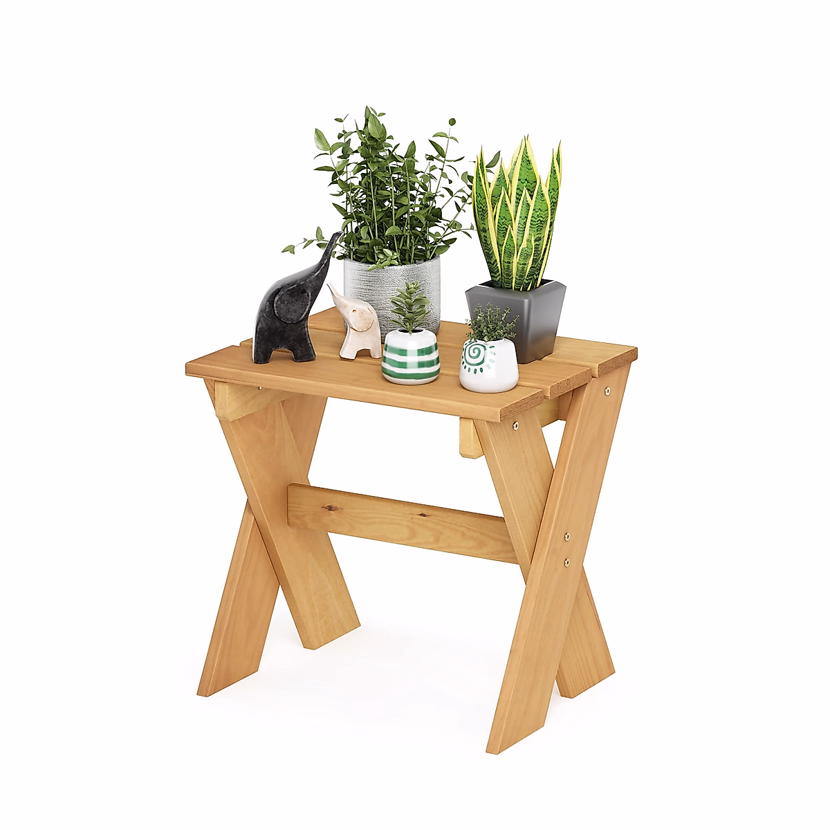 Furinno Tioman Outdoor Side Table Flower Stand, Pine Wood