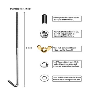 ARONOVA Adjustable Battery Hold Down,Universal Crossbar with 8''length,18-8 (304) Stainless Steel J bolt sets