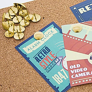 BAZIC Push Pins, Gold Metallic Flat Head Steel Point Thumb Tacks Pin for Cork Bulletin Board Map Posters Picture Office School (200/pack), 1-Pack