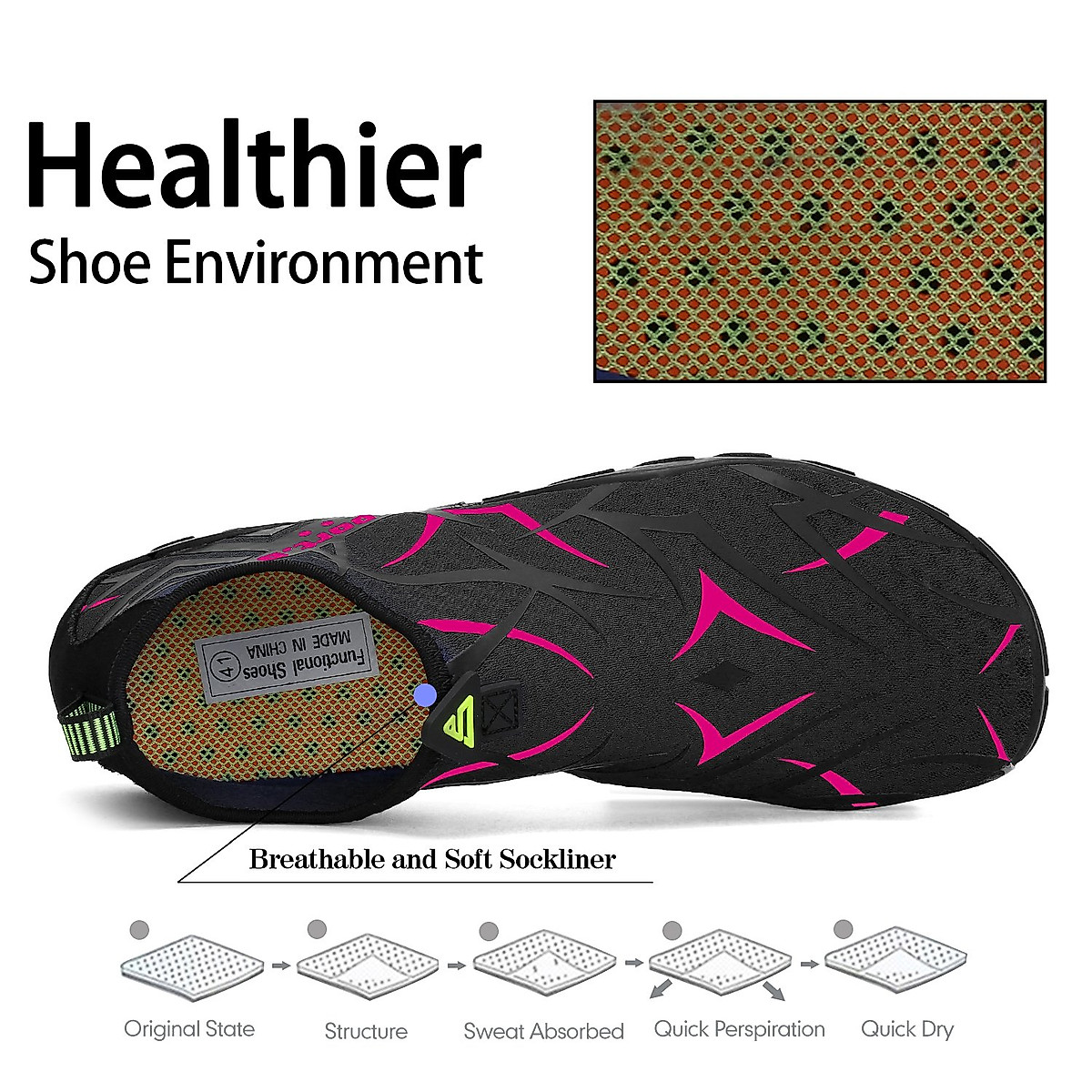 Mishansha Water Shoes for Women Beach Shoes Quick Dry Swimming Shoes Outdoor Surfing Kayaing Warer Aerobic Shoes Black&Red 8.5 M US Women (40)