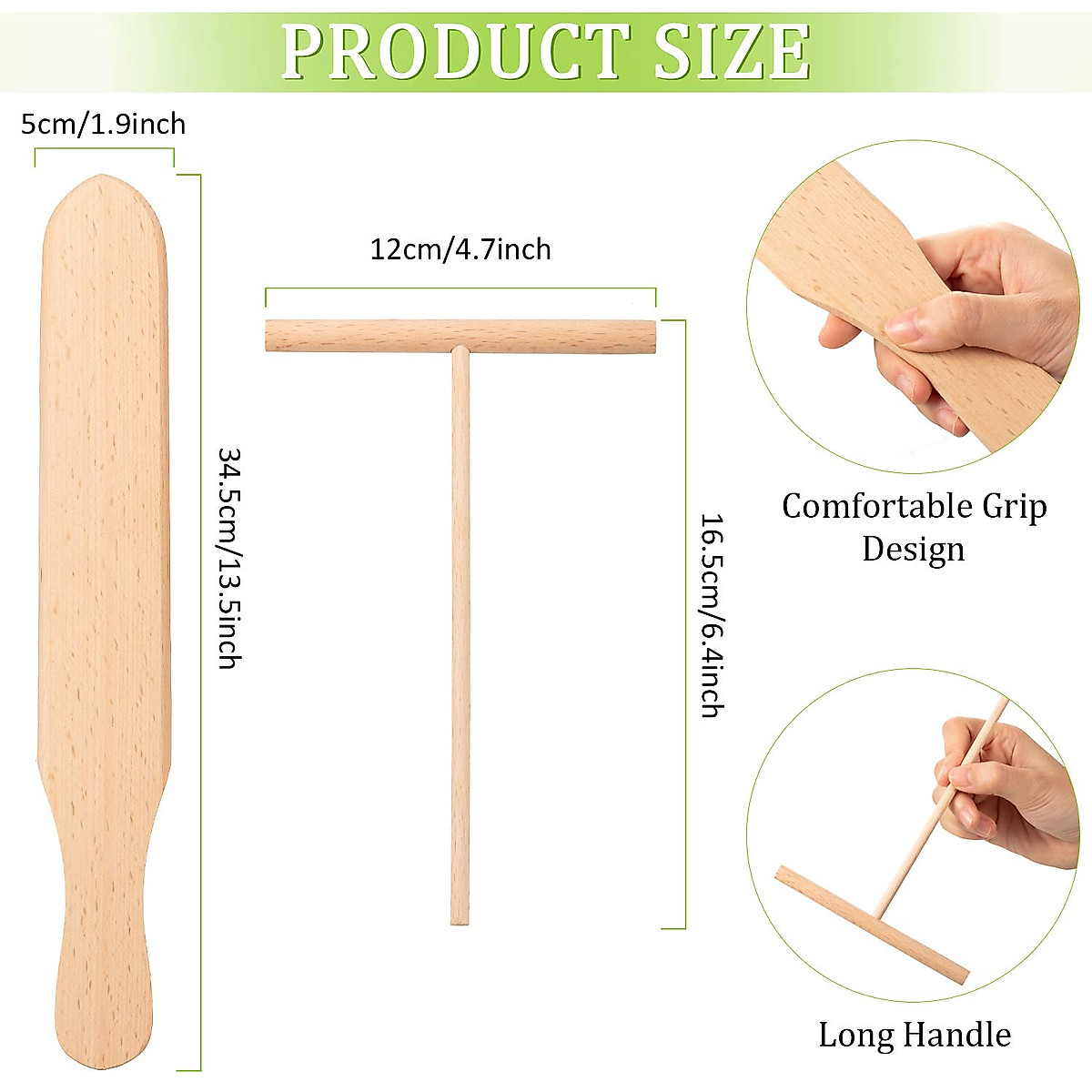 2 Pieces Non-Stick Crepe Pan Kitchen Omelette Frying Pan Pancake Cooking Skillet with Crepe Spreader and Spatula for Kitchen Cooking Tools