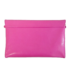 JNB Women's Slip-through Chain Envelope Clutch Fuchsia