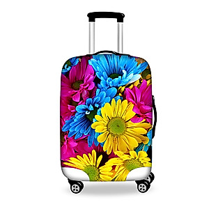 Dremagia Colorful Sunflower Travel Luggage Cover Spandex Elastic Suitcase Protector for 18-21 Inch Luggage
