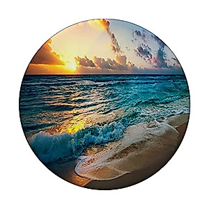 Beach Ocean Waves A Sunset And Palm Trees Beach Scene PopSockets Standard PopGrip