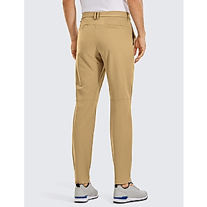 CRZ YOGA Men's All Day Comfy Golf Pants - 32" Quick Dry Lightweight Work Casual Trousers with Pockets Khaki Sand 36W x 32L