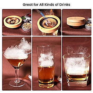 Cocktail Smoker Kit with Torch, Stainless Steel Ice cubes - Infuse the Aroma of 6 Kinds of Wood Chips in Whiskey, Bourbon, Cocktails, Wine, Cheese, Salad, and Meats. Gift For Friends, Husband, Dad, or Grandpa (No Butane)