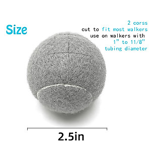 Precut Tennis Balls for Walkers 4 PCS Walker Tennis Ball for Furniture Legs and Floor Protection Heavy Duty Long Lasting Felt Pad Glide,Fit Most Walkers (Gray)