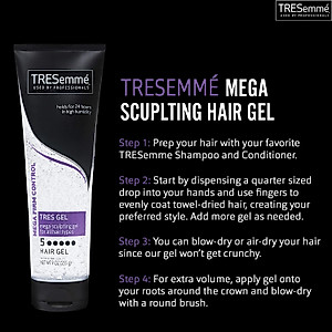 TRESemme Hair Gel, Mega Sculpting Hold for Edge Control, Frizz Control and Curly Hair with Coconut Oil, 9 Ounce (Pack of 4)