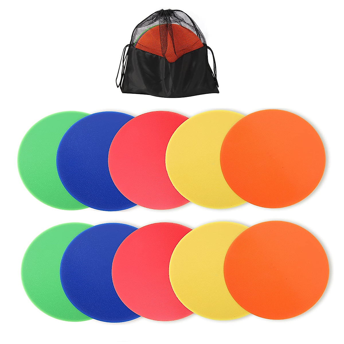 WUSHUANG 10 Inch Poly Vinyl Spot Markers- Non Slip Rubber Agility Markers Flat Field Cones Floor Dots-for Exercise Drills, Sports, Games, Speed Agility Training -10 Pcs