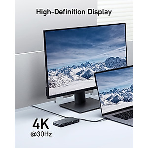 Anker USB C Hub, 552 USB-C Hub (9-in-1, 4K HDMI) with 100W Power Delivery, 4K@30Hz HDMI, 4 USB-C and USB-A Data Ports, Ethernet and SD/microSD Card Slot & New Nylon USB C to USB C Cable 100W 10ft