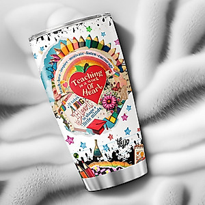 Teacher Gifts, Appreciation For Pack Women Tumblers Teachers Gift Stainless Coffee Steel Music Cups, Teacher Life A Big Heart, Tumbler 20 Oz With Lid And Straw