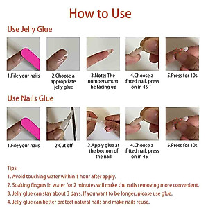 Enppode French Tip Nails Long Press on Nails Coffin Fake Nails Pink Nails Glossy Nails for Women 24 PCS/Set
