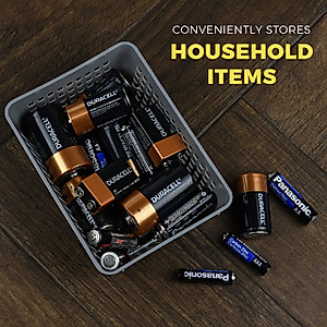 YBM Home 3-Pack Small Plastic Storage Baskets for Home Junk Drawers and Office Desktop Drawers Organization - Functional Trays for Kitchen, Bedroom, and Bathroom, White