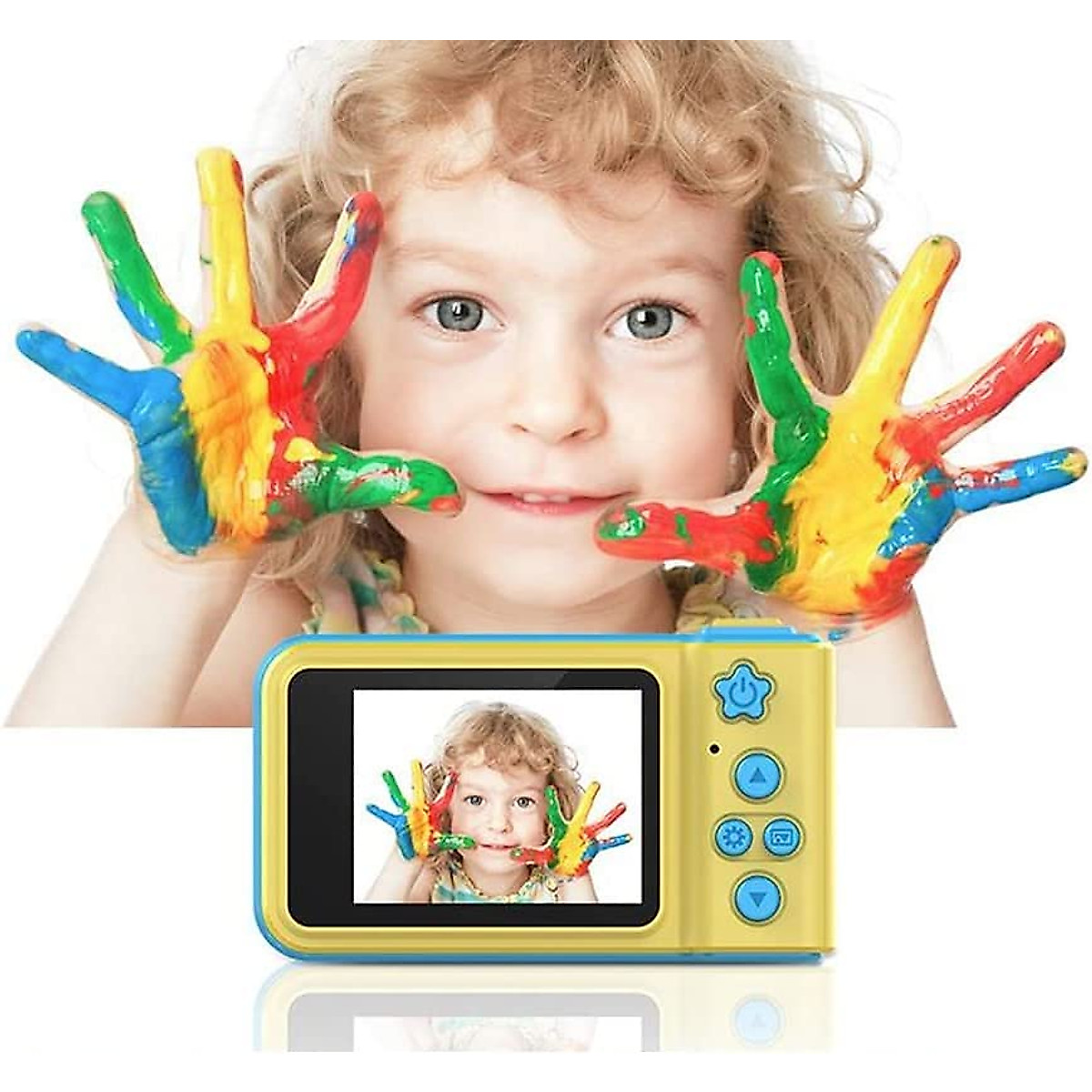 eDealz Full 1080P Kids Selfie HD Compact Digital Photo and Video Rechargeable Camera with 2" LCD Screen, Video Games and Micro USB Charging (Blue, Camera Only)