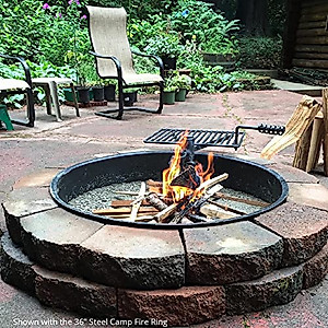 Titan Great Outdoors 24-in Steel Fire Ring with 15.5-in. x 19.5-in. Grate, Outdoor Cooking Camping