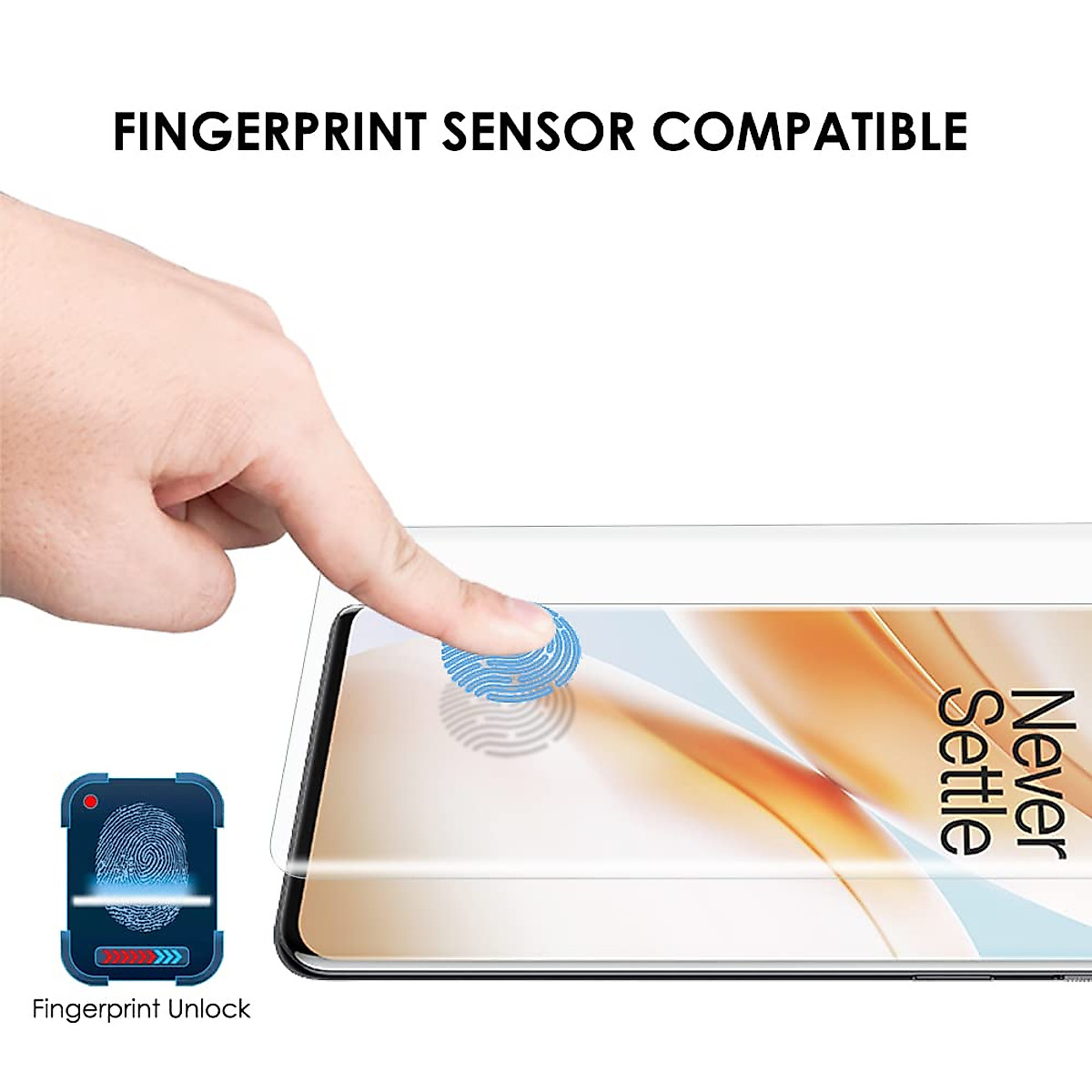 Akcoo [3 Pack OnePlus 8 Pro Screen Protector Tempered Glass, UV Set, Full Screen Adhesive, Scratch Repair,Sensitive Touch,Fingerprint-ID Compatible