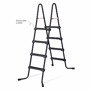 Summer Waves Elite 22ft x 52in Above Ground Frame Outdoor Swimming Pool Set with Filter Pump, Pool Cover, Ladder, Ground Cloth, and Deluxe Maintenance Kit