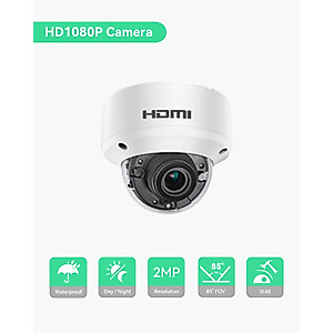 LINOVISION HD1080P HDMI Security Camera with HDMI or VGA Output, Display HD Video Directly on TV or HDMI Monitor Without Delay, HDTVI Loopout for Continuous Recording in DVR, 2.8mm Fixed Lens