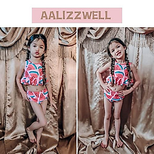 Aalizzwell 3-6 Months Infant Baby Girls Swimsuit Two Piece Watermelon Ruffle Bathing Suit Bikini Tops Bottoms Swimming Suit Swimwear Beach Wear Pink