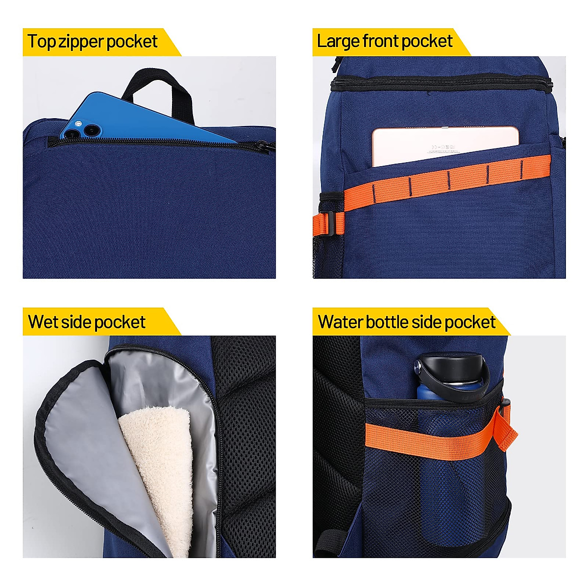 MIER Basketball Backpack Soccer Bag with Shoes/Ball Compartment, Large Sports Back Pack Equipment Bag for Men Women Athletes, 35L, Blue