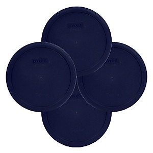 Pyrex Blue Round Storage Lid Cover fits 6 & 7 cup Round Dishes 4 Pack # 7402-PC
