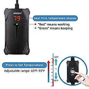 BOEESPAT Small Aquarium Heater 50W Fish Tank Heater for 5/10 Gallon Betta Fish with LED Temperature Controller and Smart Thermostat