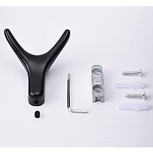 2 Pcs Black Horn Coat Hooks Wall Mounted, Heavy Duty Metal Double Wall Hooks for Hanging Coat Towel Hat etc, Great Modern Decoration Coat Hook for Bedroom Entryway Bathroom Wall Door,Large Load 40lb