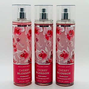 Lot of 3 Bath & Body Works Cherry Blossom Fine Fragrance Mist 8 Fl Oz Each (Cherry Blossom)