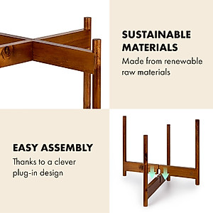 Fox & Fern Mid Century Modern Plant Stand, Plant Stand Indoor, Indoor Plant Stand, Plant Stands for Indoor Plants, Plant Holder, Corner Plant Stand - EXCLUDING Plant Pot - Acacia Wood - Fits 15" Pot