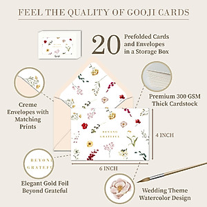 Gooji 4x6 Prairie Beyond Grateful Floral Thank You Cards with Envelopes Baby Shower Thank You Cards Girl (Bulk 20-Pack) Watercolor, Bridal Shower, Weddings, Small Business