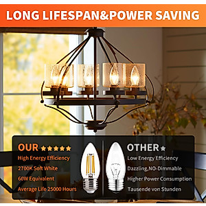 ALAMPEVER E26 LED Bulb 60 Watt, B11 Chandelier Light Bulbs, 2700K Soft White Candelabra LED Bulbs, 6 Pack Candle Light Bulbs