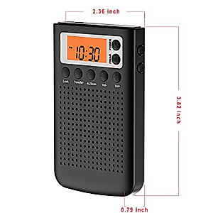 Portable Radio Emergency AM FM Radio Compact Portable Pocket Auto Search Battery Back Clip Player Outdoor (Black)