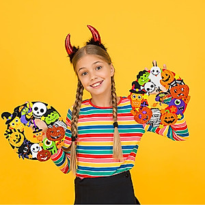Winlyn 12 Sets Halloween Wreath Decorations Foam Halloween Wreath Signs Craft Kits Pumpkins Jack-O`-Lantern Owl Ghost Witch Bats Monster Stickers for Kids Art Gift Favors Trick-Or-Treaters Front Door