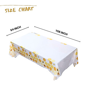 Winoo Design Bee Party Decorations - Disposable Tablecloth 54 x 108 Inches for Bee Baby Shower Birthday Party Supplies