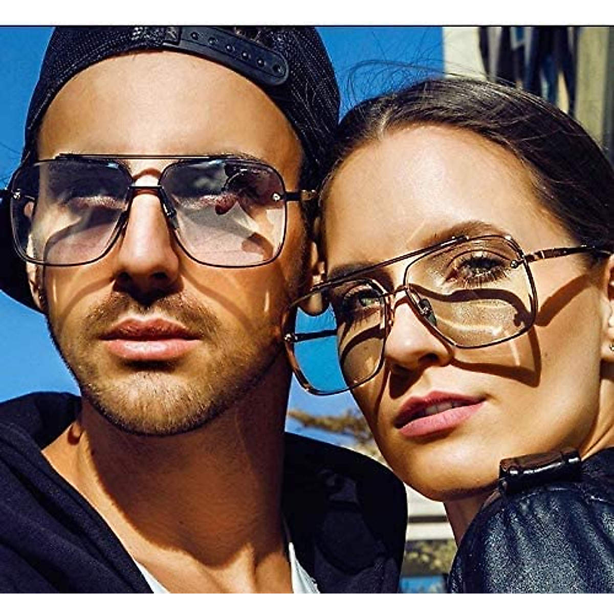 COASION Tony Stark Sunglasses Costume Eyewear Retro Square Aviator Sun Glasses Frames for Men Women (Black/Gradient Dark Blue)
