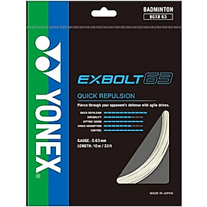 YONEX BG Exbolt 63 Badminton String (White)