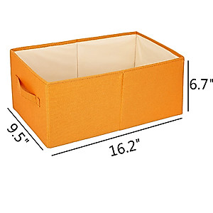 ALYER Collapsible Fabric Storage Organizer with Handles ,Shelf Bins Box Container for Bedroom Office Closet Babies Nursery Toys Books Clothes (Orange)