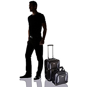 Rockland Fashion Softside Upright Luggage Set, Black/Gray, 2-Piece (14/19)